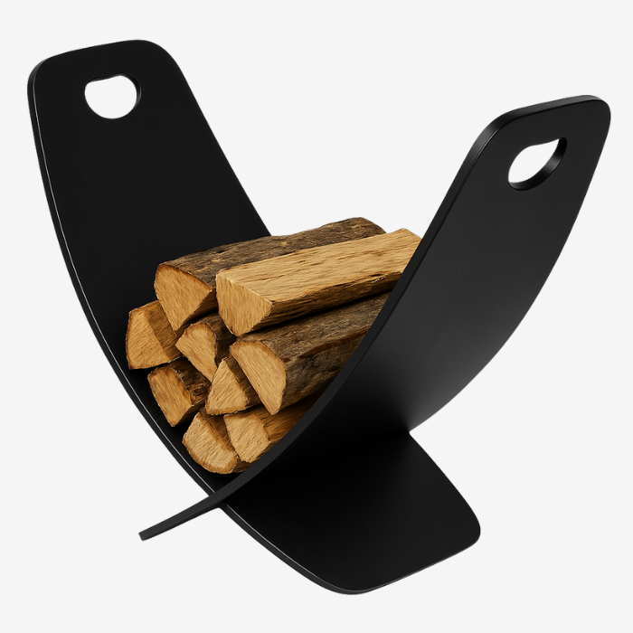 Nordic Embers Firewood Stand in Black – For Fireplace or Stove