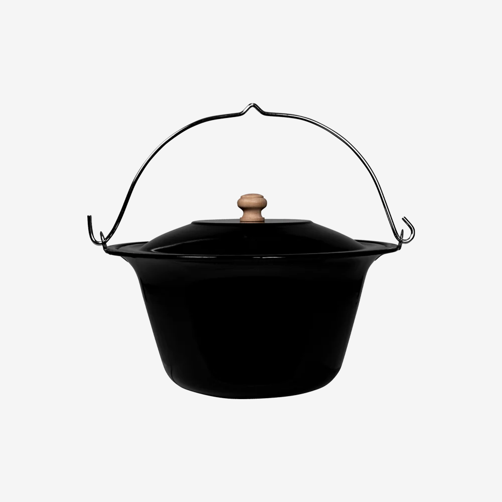 6L Enamel Cooking Pot – Outdoor Stew Pot for Open Fire Cooking